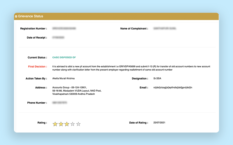 Check EPF Grievance Status & Send EPF Grievance Reminder