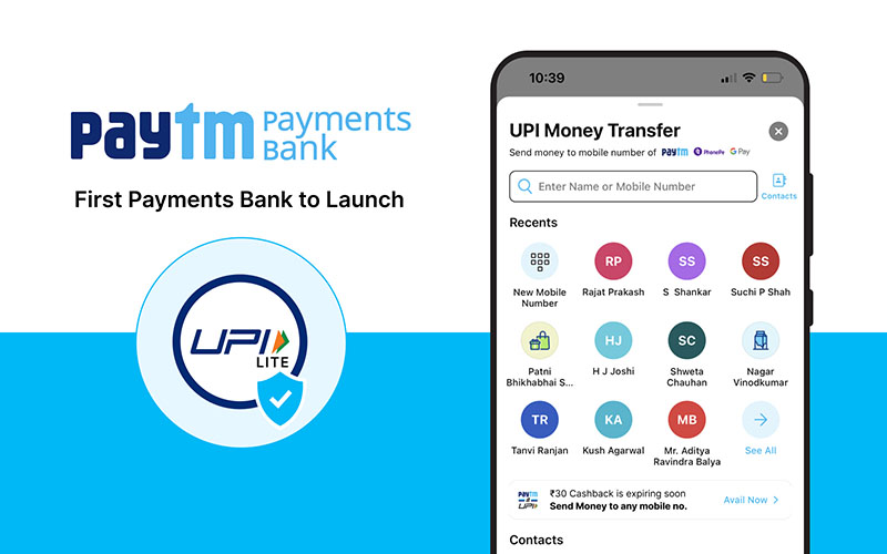UPI LITE: Paytm Payments Bank Becomes the First Payments Bank to Launch