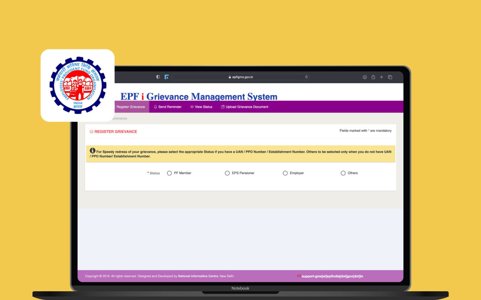 EPFiGMS Grievance Online: Step-by-Step Registration