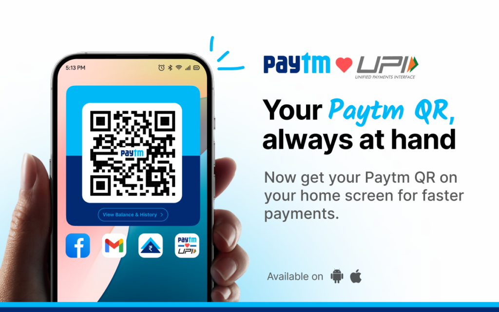 Paytm Launches 'Receive Money QR Widget’ on Smartphone Home Screen, for ...